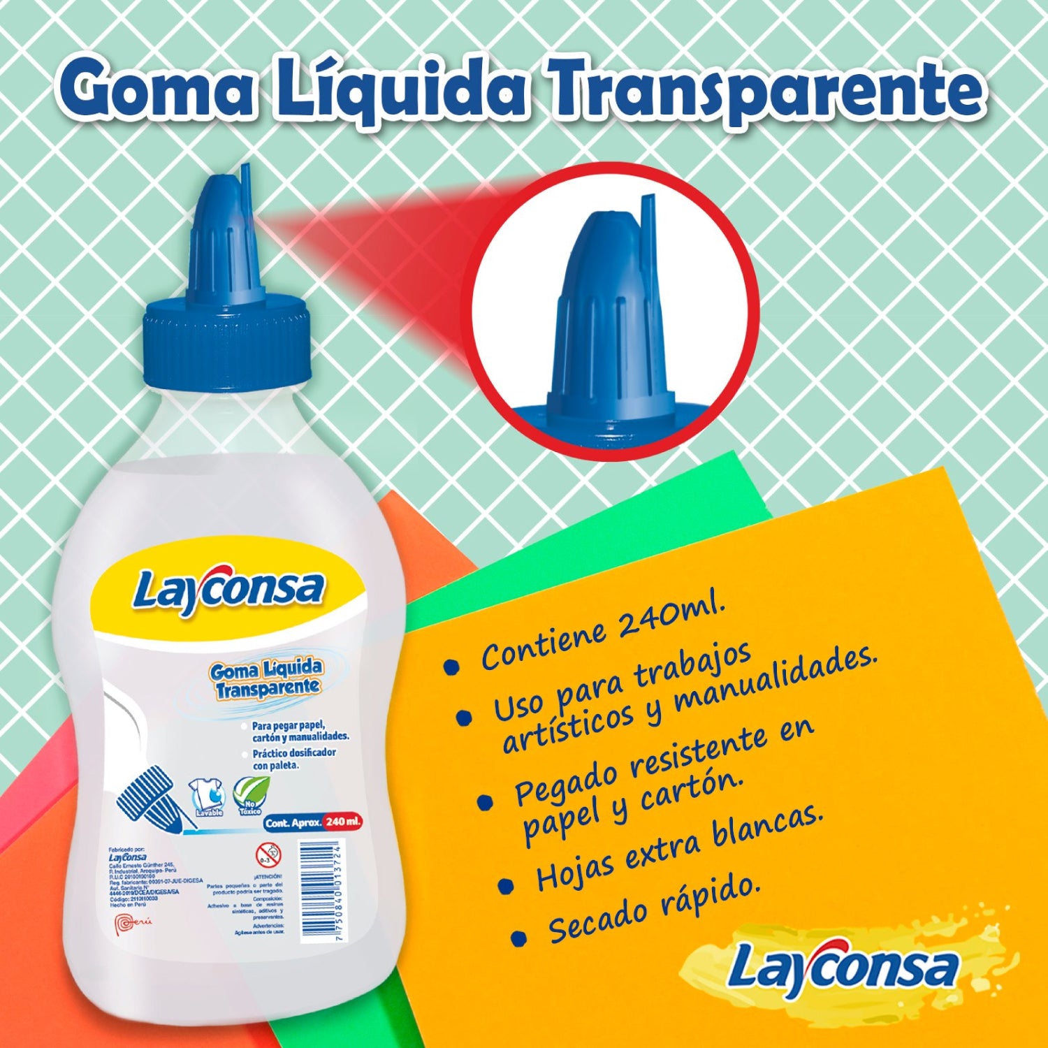 Goma Líquida Transparente X240 ml. Layconsa – Verqui