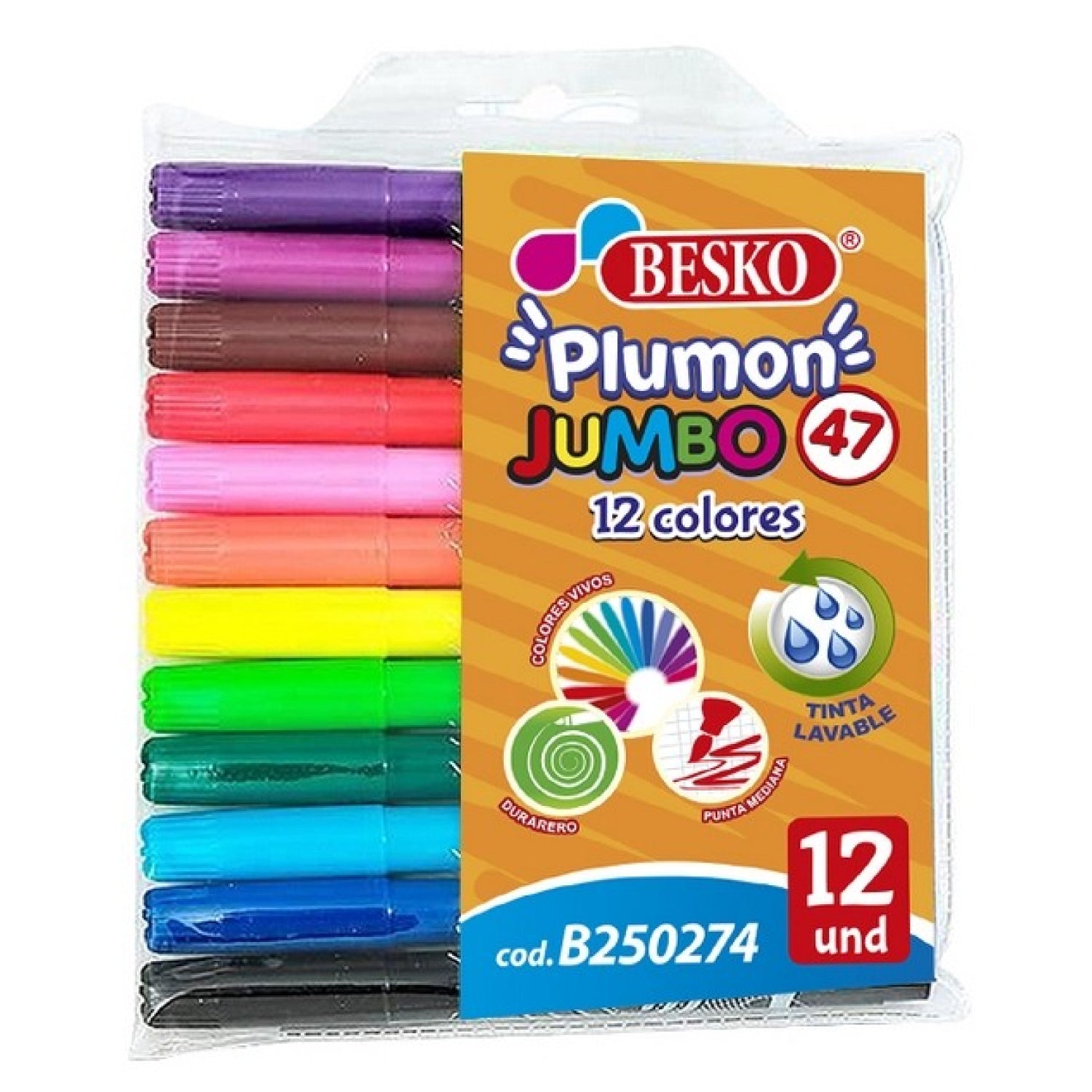 Plumones Jumbo con Diseños X12 Besko – Verqui