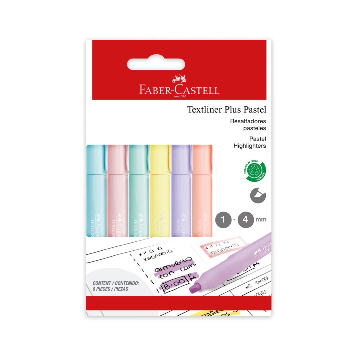Resaltador Textliner Plus Pastel X6 Faber Castell – Verqui